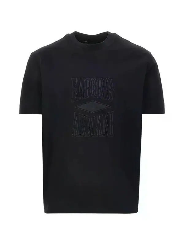 Emporio Armani Logo-embroidered T-shirt - Black