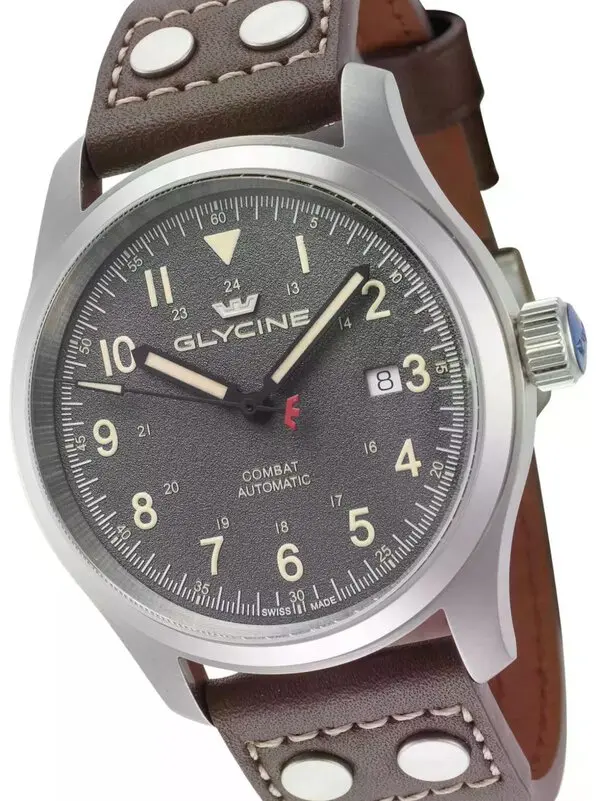 GLYCINE Combat Field Automatic Watch With Brown Leather Strap
