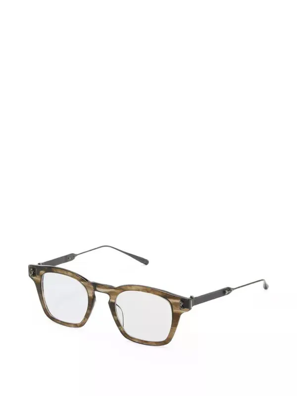 AKONI Wise Tortoiseshell-effect Squared-frame Eyeglasses - Green