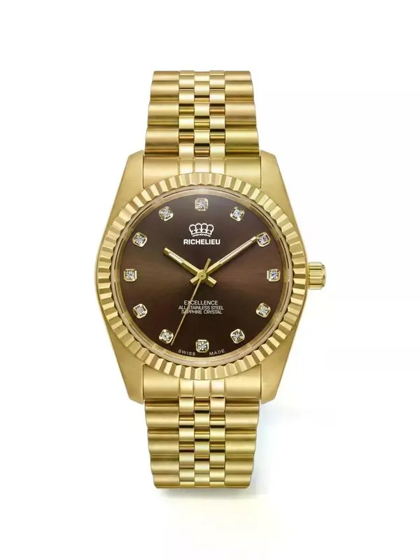 RICHELIEU SWISS Excellence 22mm Watch With Crystal Embellishments - Brown