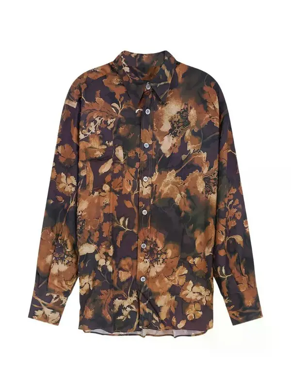 ON ME THE SHIRT Floral-pattern Pointed-collar Shirt