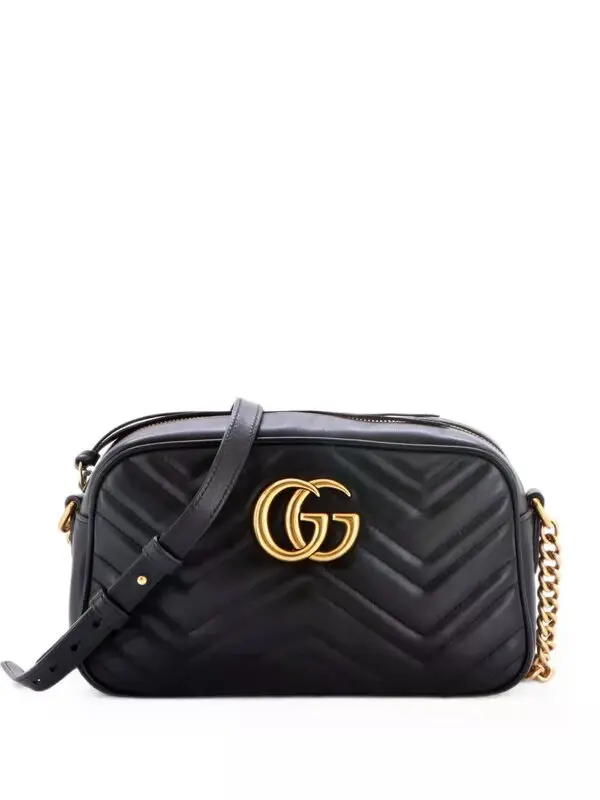 Gucci Gg Marmont Shoulder Bag Matelasse Leather Small Crossbody Bag - Black
