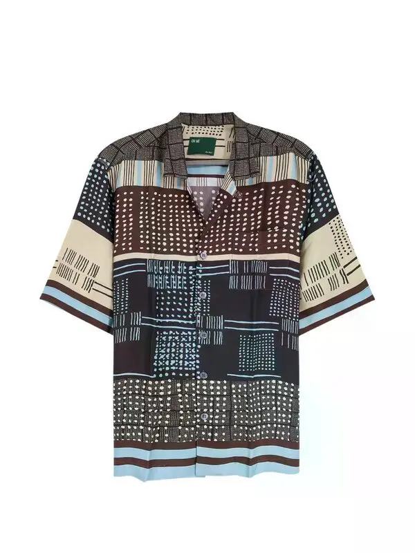 ON ME THE SHIRT Geometric-pattern Bowling-collar Shirt