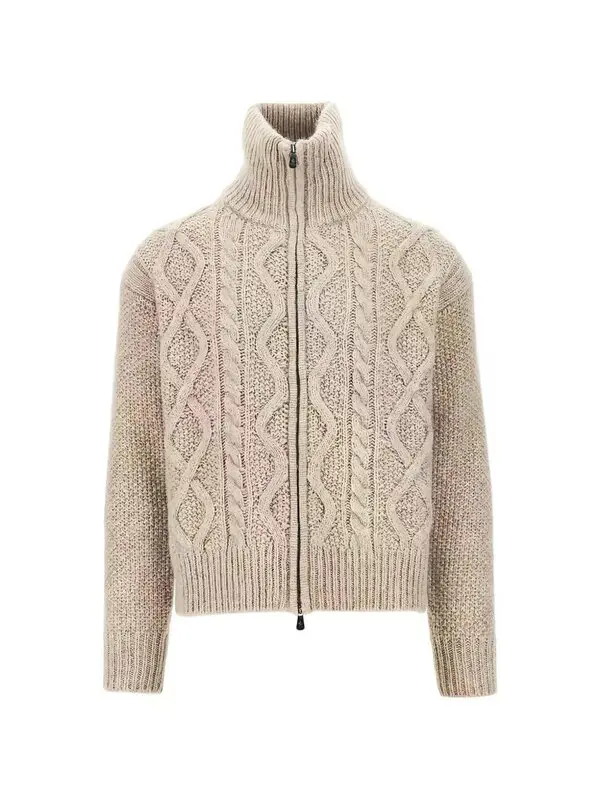 PIACENZA CASHMERE 1733 Cable-knit Zip-up Cardigan - Neutrals