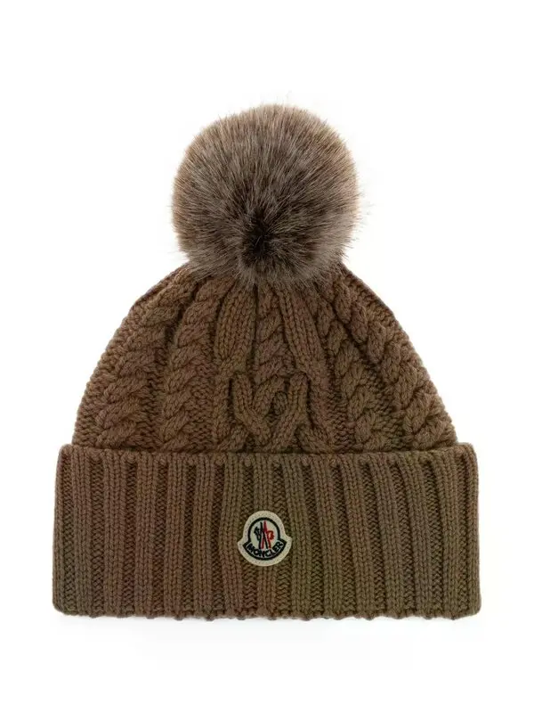 Moncler Logo-patch Beanie Hat - Brown
