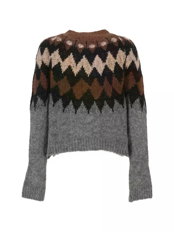 TELA Argyle-knit Cardigan