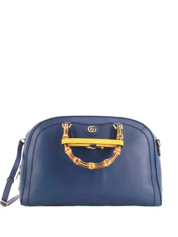 Gucci Diana Nm Bamboo Handle Duffle Bag Leather Medium Travel Bag - Blue