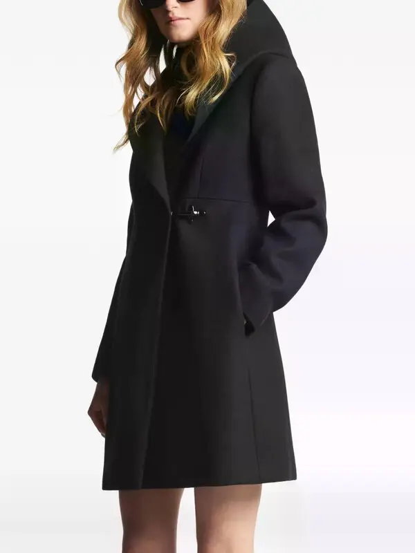 FAY Gancio-fastening Hooded Coat - Black