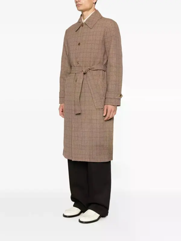 Drole De Monsieur Checked Belted Trench Coat
