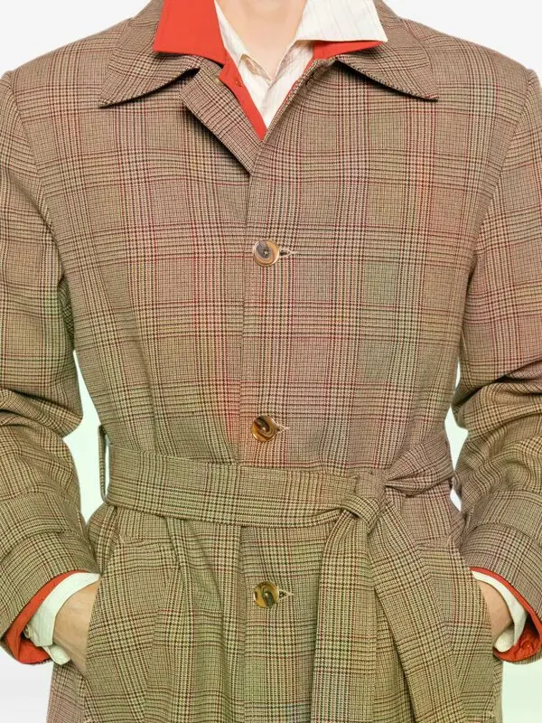 Drole De Monsieur Checked Belted Trench Coat