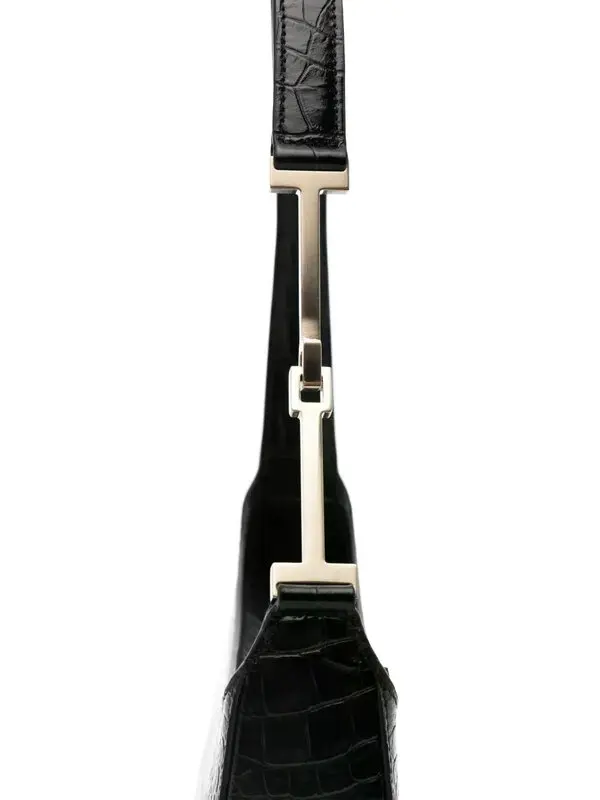 TOM FORD Crocodile-effect Leather Shoulder Bag - Black
