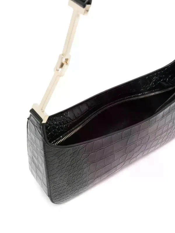 TOM FORD Crocodile-effect Leather Shoulder Bag - Black