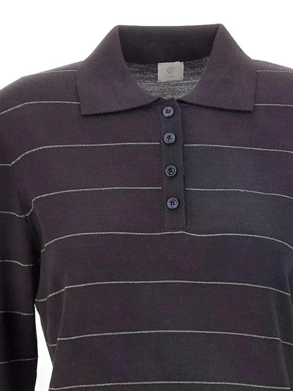 Eleventy Striped Wool Polo Shirt