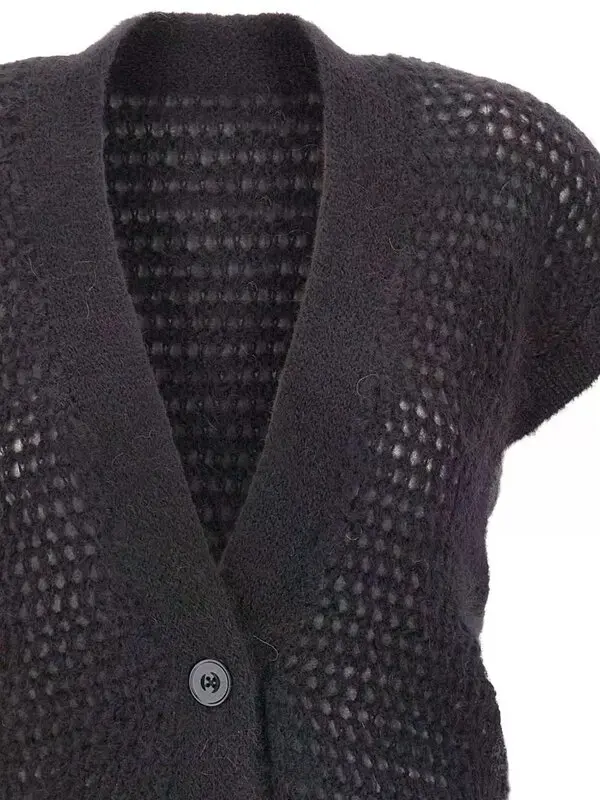 Eleventy Sleeveless Openwork-knit Cardigan