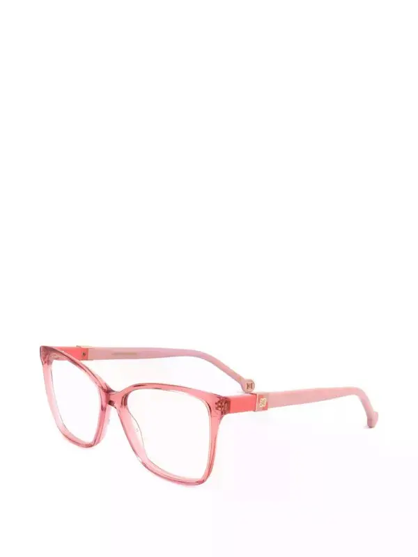 Carolina Herrera Logo Plaque Square Frame Eyeglasses - Pink
