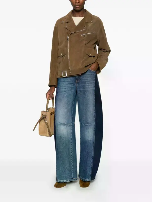 VICOLO Belted Biker Leather Jacket