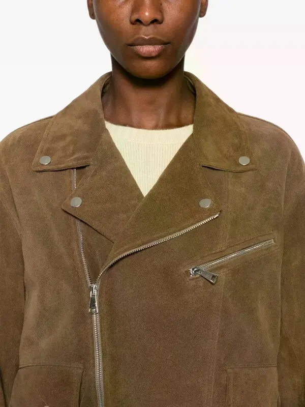 VICOLO Belted Biker Leather Jacket