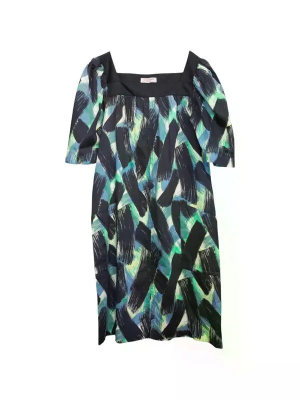 Saint Laurent 1990s Checkered Cotton Midi Dress - Black