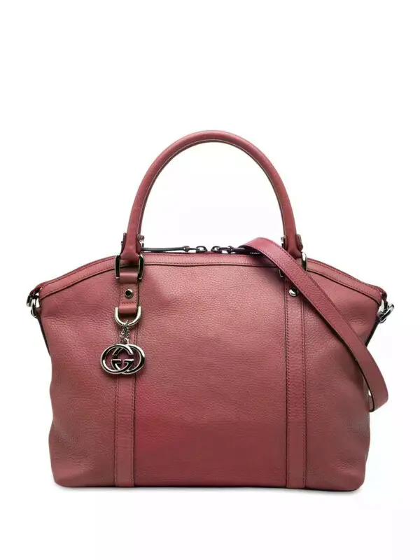Gucci 2000-2015 Medium Calfskin Gg Charm Dome Satchel - Pink