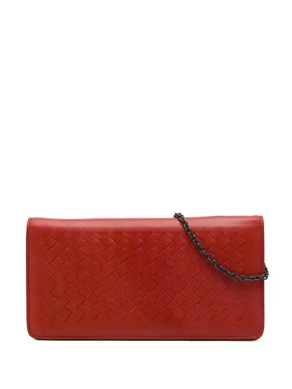Bottega Veneta 2012-2026 Nappa Intrecciato Continental Wallet On Chain Crossbody Bag - Orange