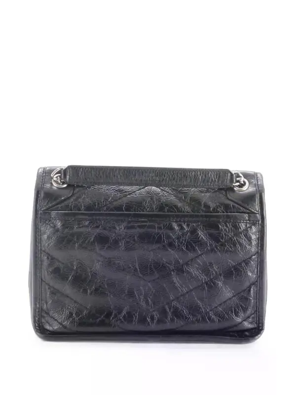 Saint Laurent Niki Chain Flap Bag Matelasse Chevron Leather Shoulder Bag - Black