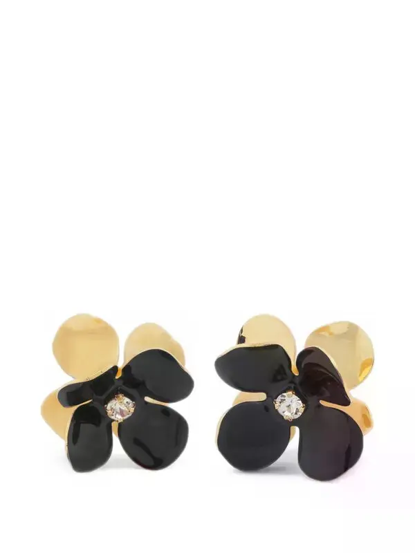 Marni Black Enamel Daisy Stud Earrings