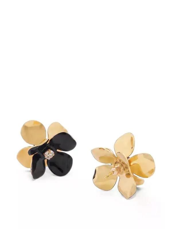 Marni Black Enamel Daisy Stud Earrings