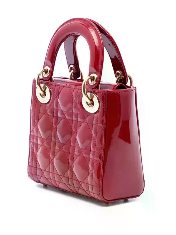 Dior 2018 Mini Patent Cannage Lady Satchel - Red