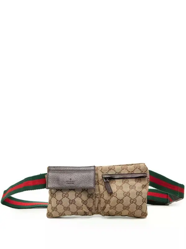 Gucci 2000-2015 Gg Canvas Web Double Pocket Belt Bag - Neutrals