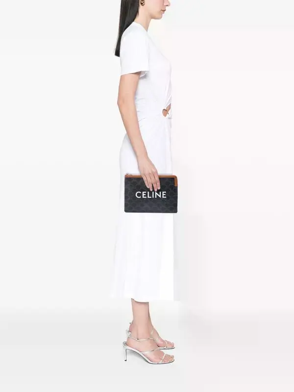 Celine 2020 Small Triomphe Coated Canvas Clutch Bag