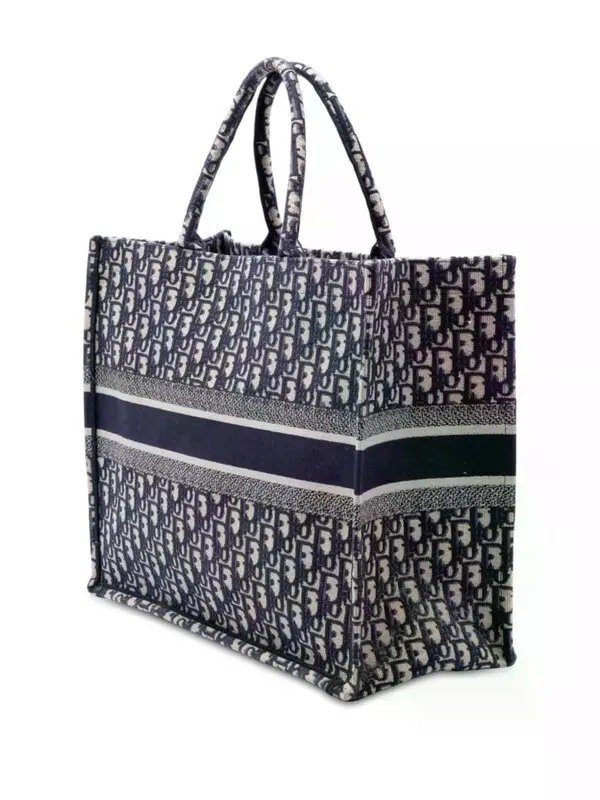 Dior 2018 Large Oblique Embroidered Canvas Book Tote Bag