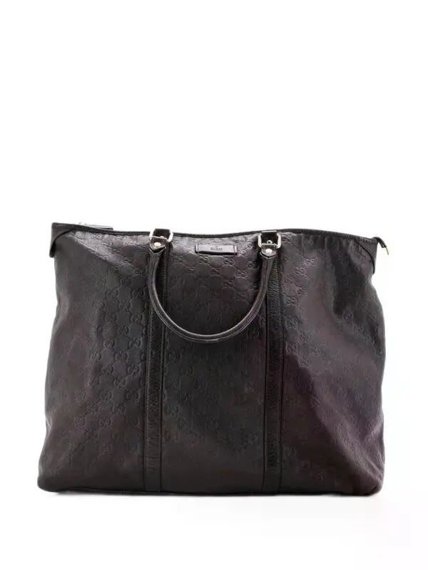 Gucci Joy Zip Top Guccissima Leather Medium Tote Bag - Brown