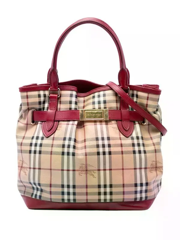 Burberry 2000-2017 Haymarket Check Coated Canvas Golderton Satchel - Neutrals