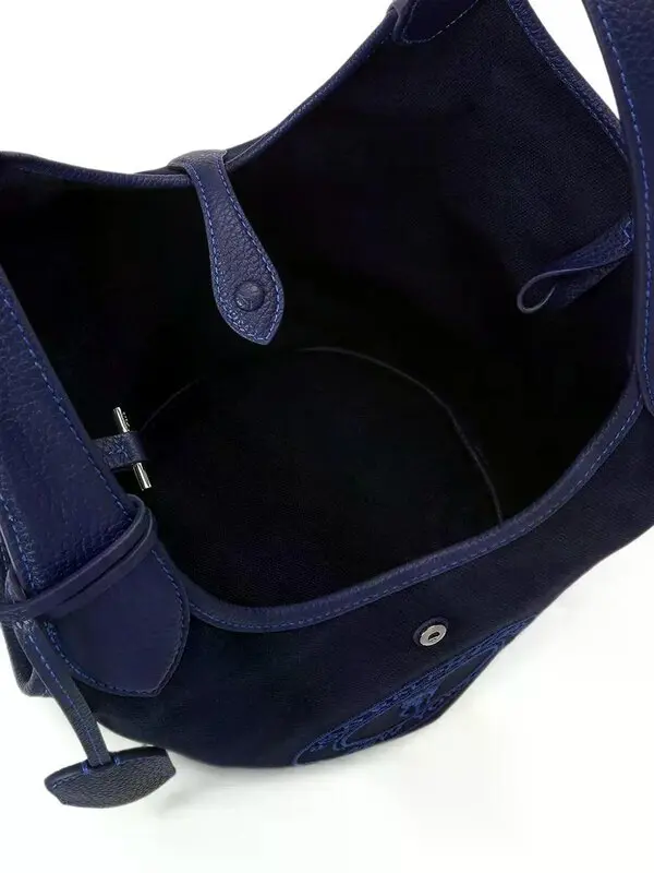 Polo Ralph Lauren Canvas Tote Bag With Leather Trim And Logo Embroidery - Blue