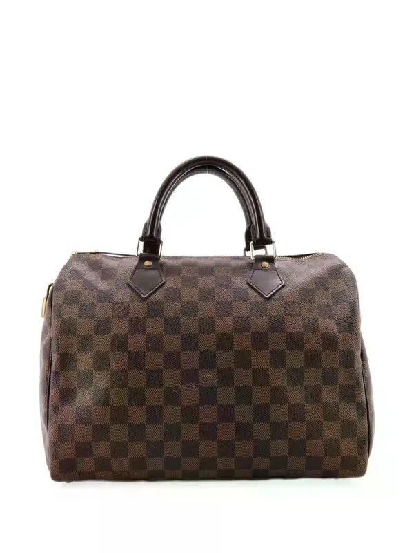 LOUIS VUITTON Speedy Handbag Damier 30 Satchel - Brown