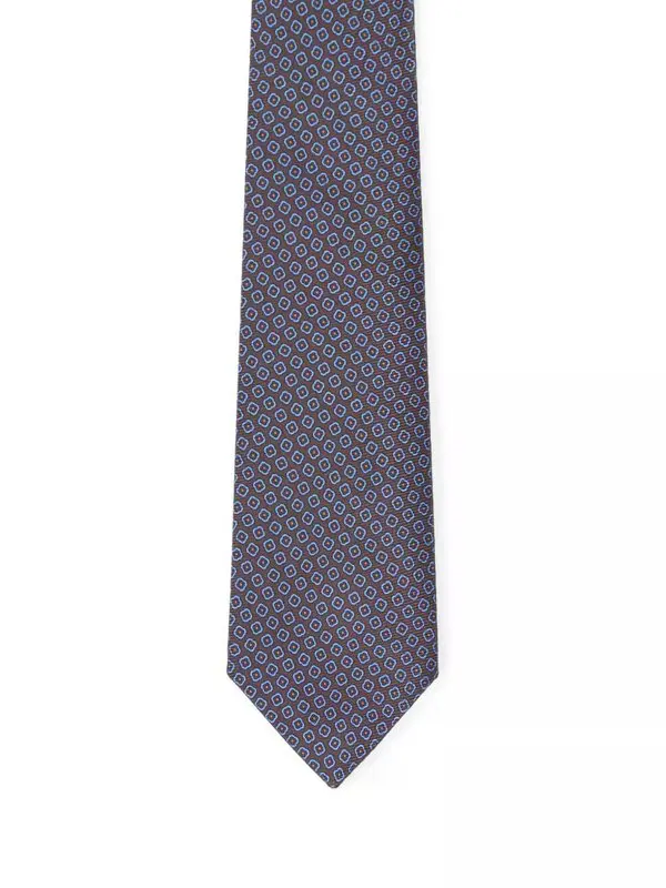 Kiton Geometric-print Silk Tie