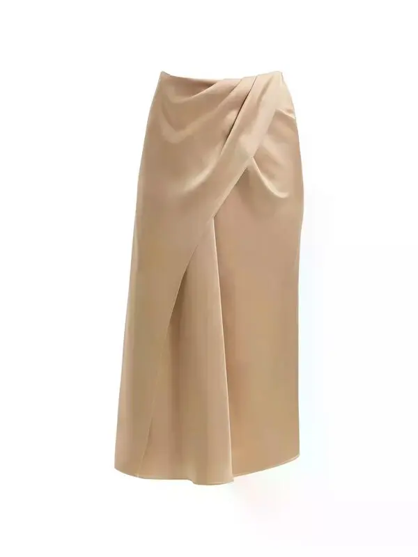 Elie Saab Draped Wrap-style Midi Skirt - Neutrals