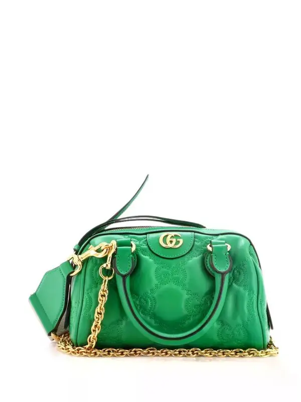 Gucci Ophidia Convertible Boston Top Handle Bag Gg Matelasse Leather Mini Crossbody Bag - Green