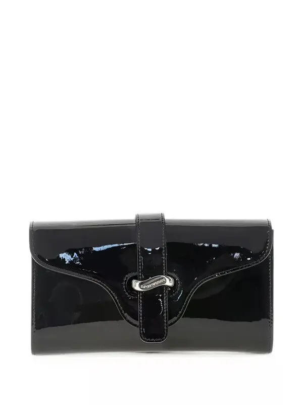 Emporio Armani Patent Leather Chain-link Clutch Bag - Black