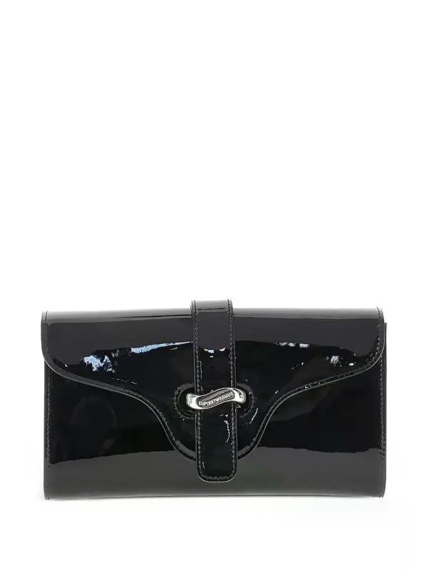 Emporio Armani Patent Leather Chain-link Clutch Bag - Black