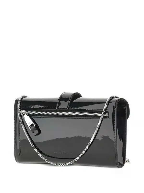 Emporio Armani Patent Leather Chain-link Clutch Bag - Black
