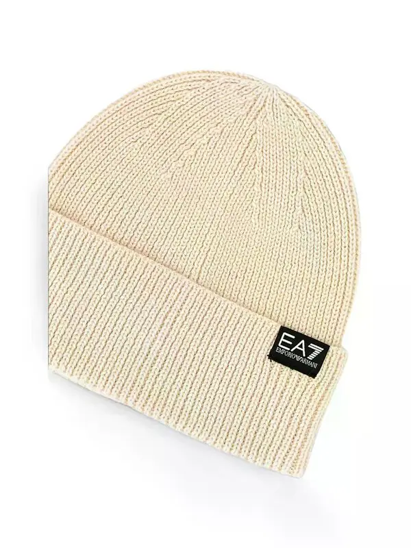 EA7 Ribbed-knit Beanie Hat