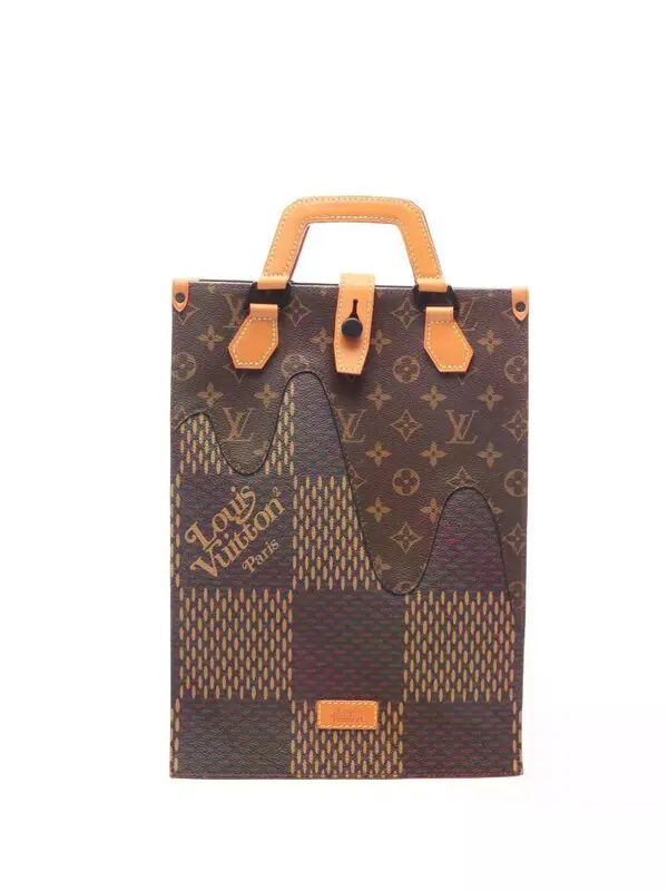 LOUIS VUITTON Giant Damier Ebene Monogram Mini Tote Satchel - Brown