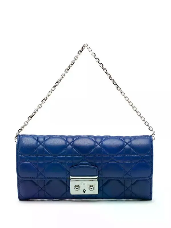 Dior 2013 Lambskin Cannage Miss Promenade Wallet On Chain Shoulder Bag - Blue