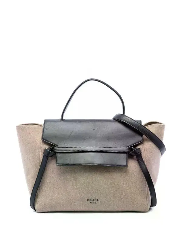 Celine 2015 Mini Felt And Calfskin Belt Satchel - Black