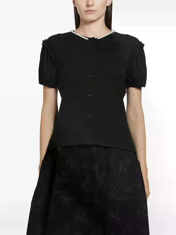Simone Rocha Pointelle Puff-sleeve Blouse - Black
