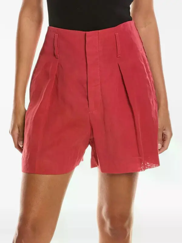 Brunello Cucinelli Pleated Cotton Shorts - Red
