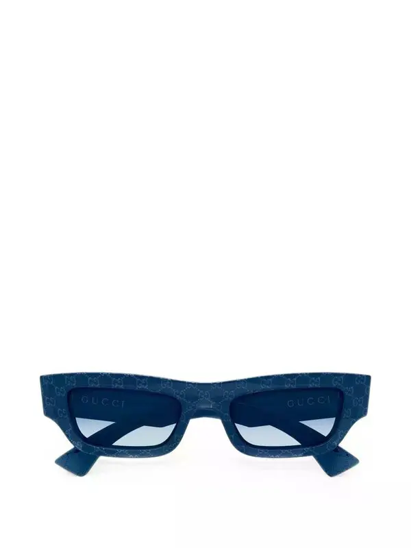 Gucci Gg Supreme Rectangle-frame Sunglasses - Blue