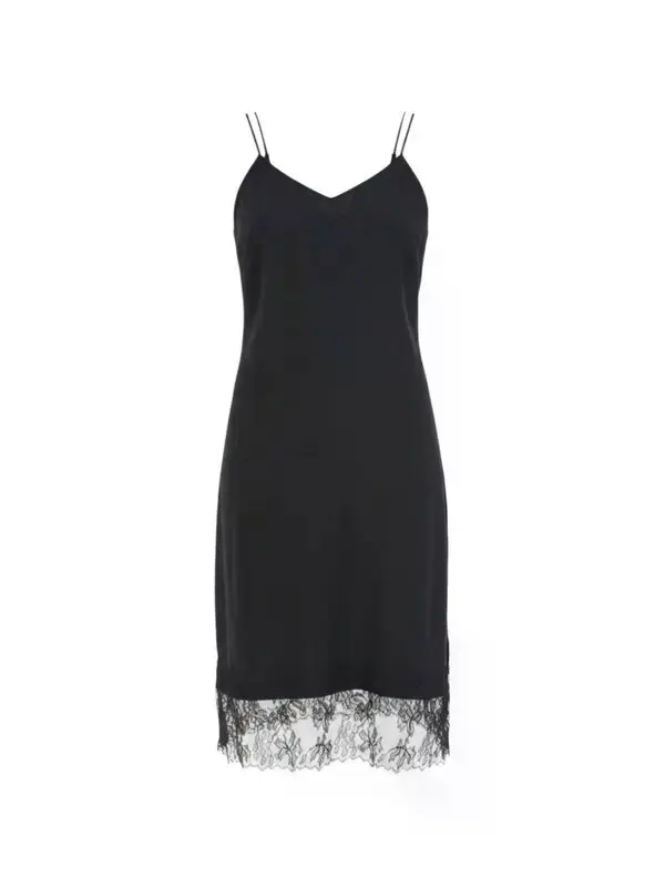 Saint Laurent 1990s Lace-trim Slip Midi Dress - Black