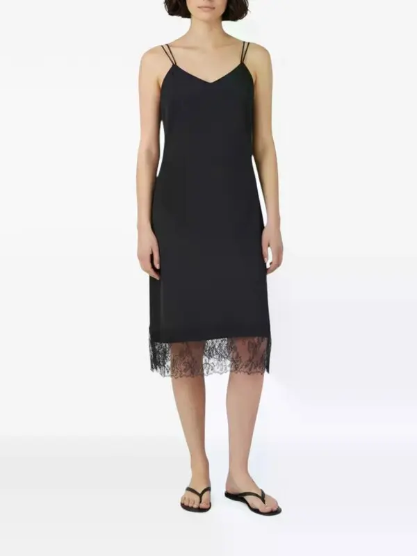 Saint Laurent Lace-trim Slip Midi Dress